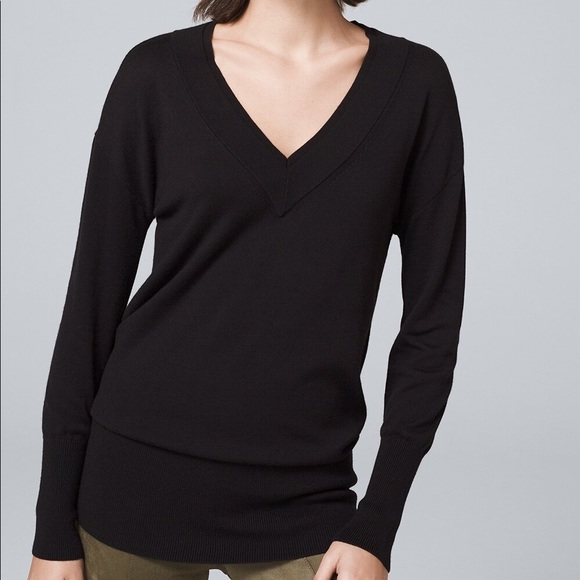 White House Black Market | Tops | Whbm Cozy Vneck Tunic Black Size Xs | Poshmark